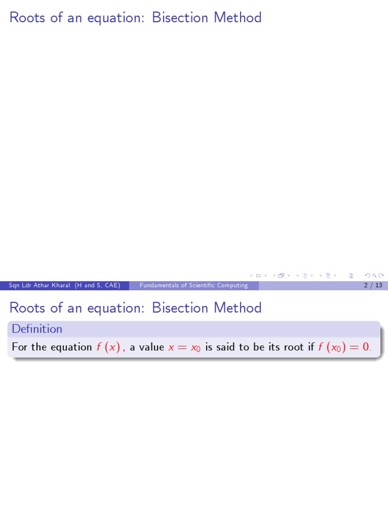 Finding Roots Using The Bisection Method Pdf Equations Applied Mathematics