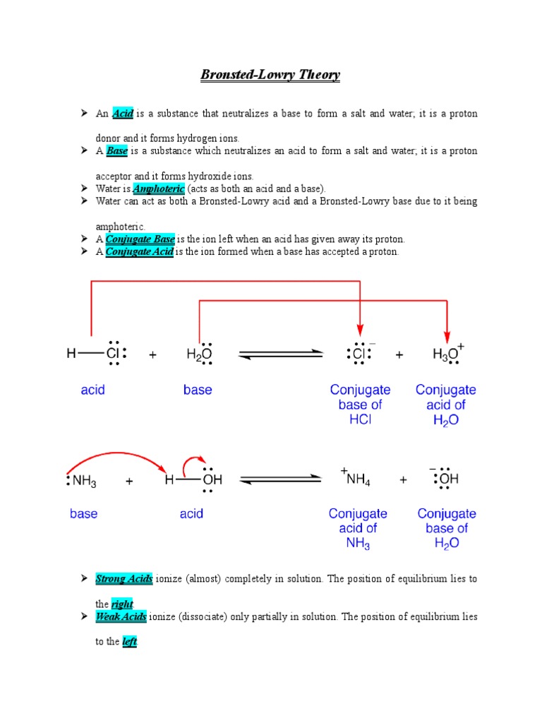 Bronsted-Lowry Theory | PDF