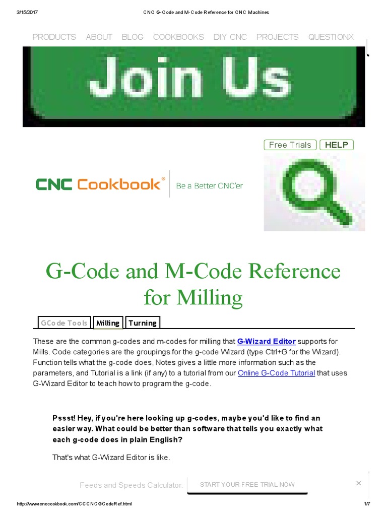CNC G-Code and M-Code Reference For CNC Machines PDF | PDF | Numerical ...