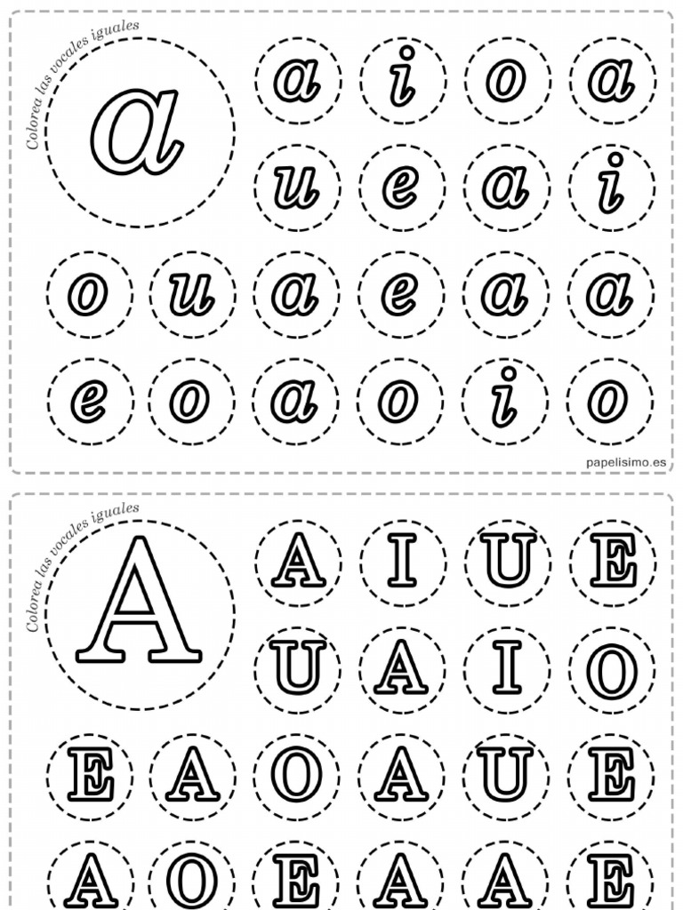 AEIOU Vocales para Imprimir y Colorear Minusculas y Mayusculas Buscar ...