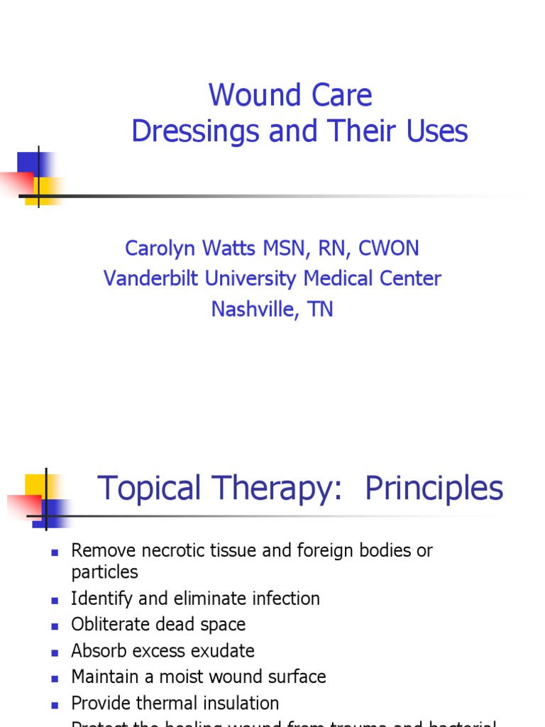 Wound Care Dressings and Their Uses: Carolyn Watts MSN, RN, CWON ...