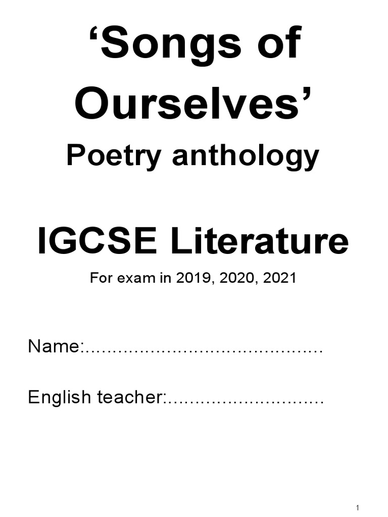 IGCSE Poetry Anthology Analysis Guide | PDF | Tide | Poetry