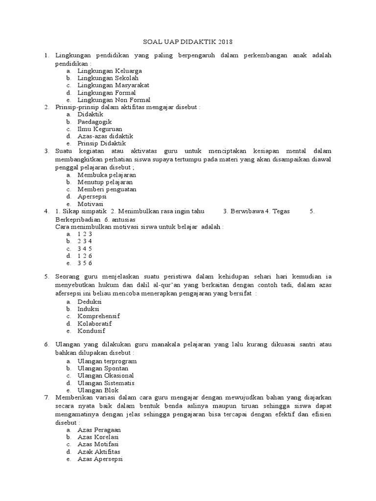 Soal Uap Didaktik 2018 | PDF