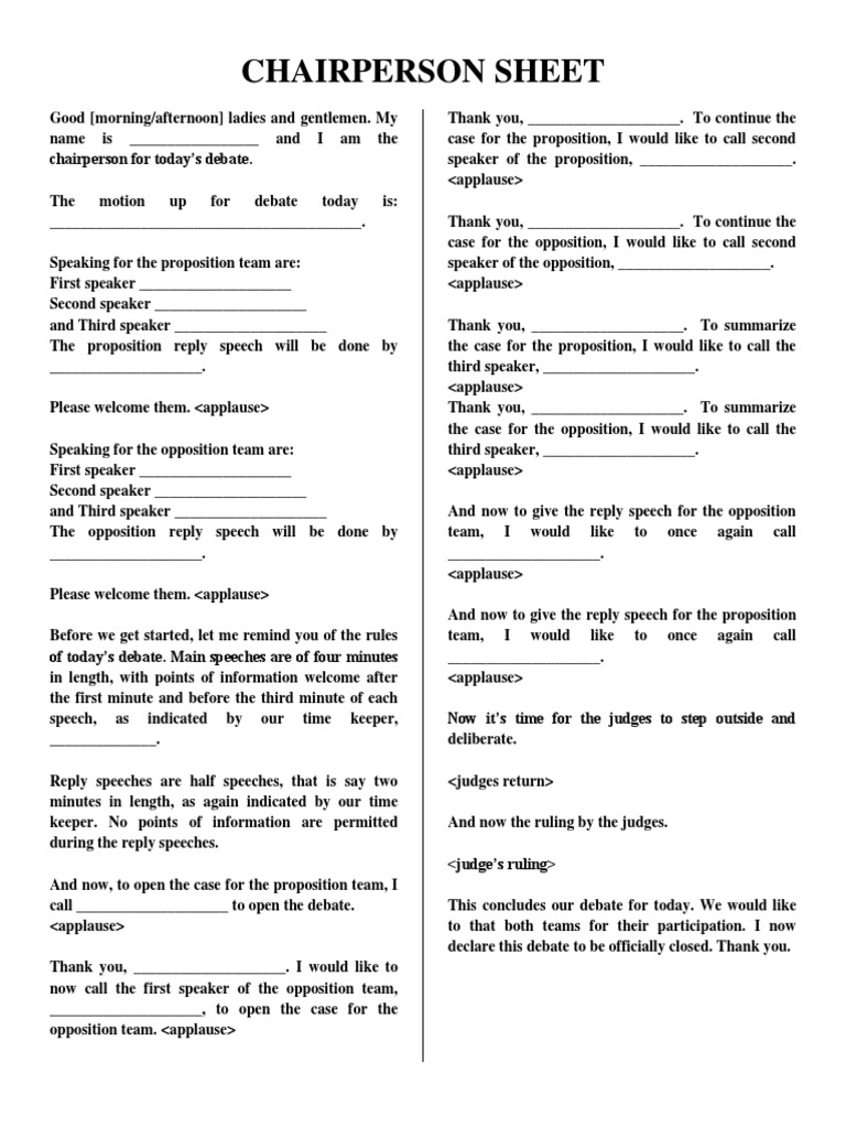 Chairperson Sheet | PDF | Public Sphere