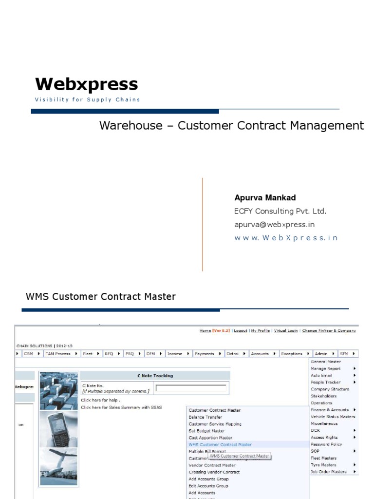 WebXpress Warehouse Customer Contract Management | PDF