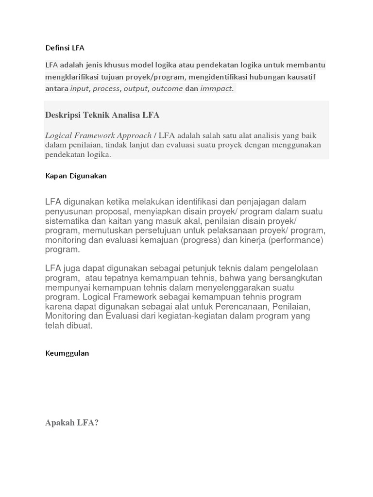 Definsi LFA Tugas MPP | PDF