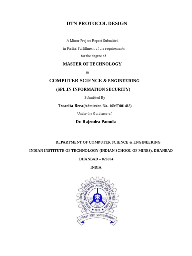 Dtn Protocol Design Master Of Technology Pdf Routing Network