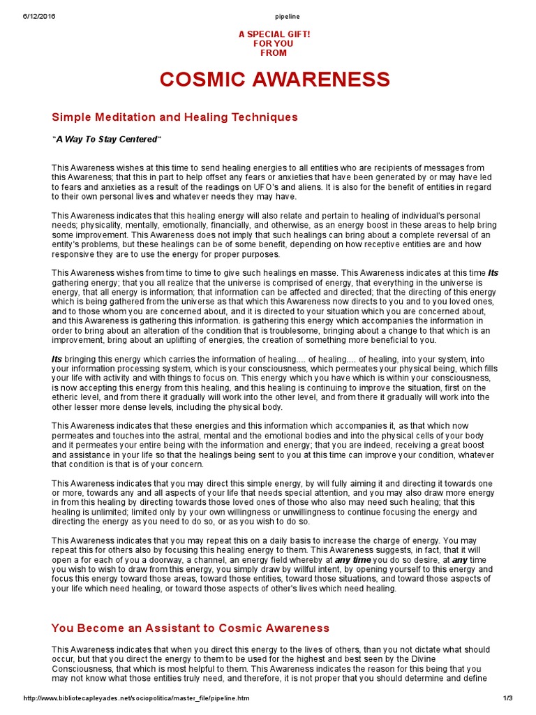 Cosmic Awareness: Simple Meditation and Healing Techniques | PDF ...