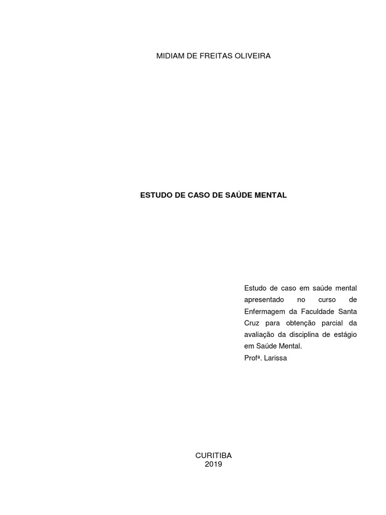 Estudo de Caso Saude Mental | PDF | Autoajuda