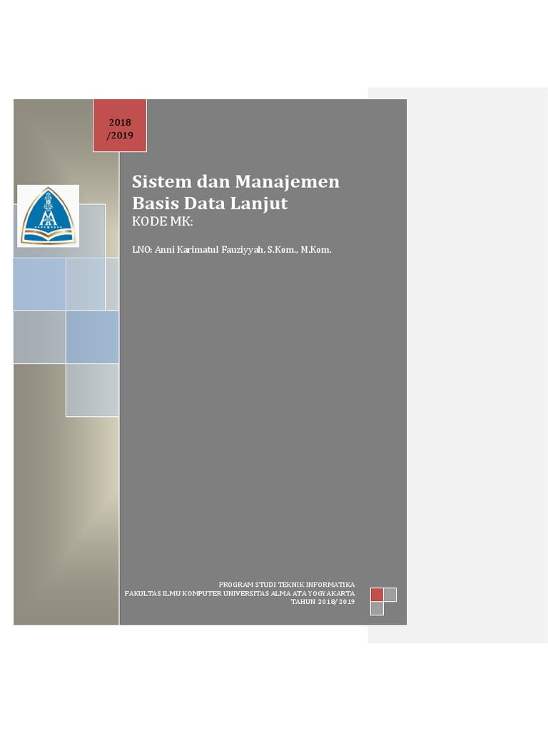 RPS Sistem Manajemen Basis Data Lanjut | PDF