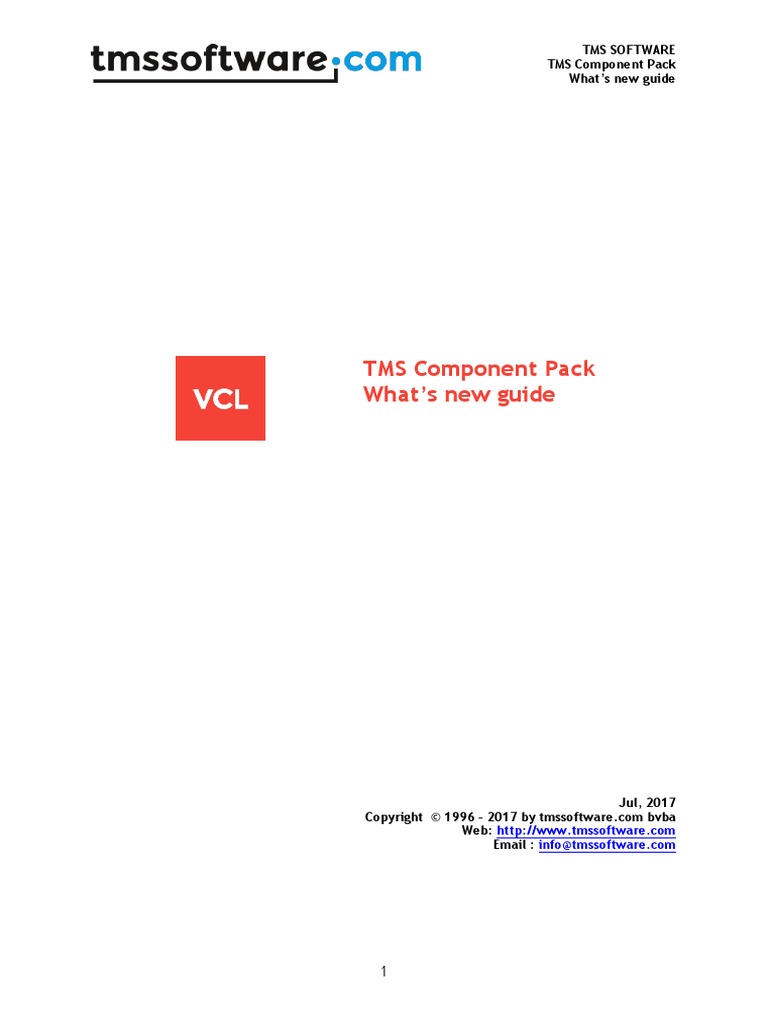 TMS SOFTWARE TMS Component Pack What S New Guide TMS Component Pack ...