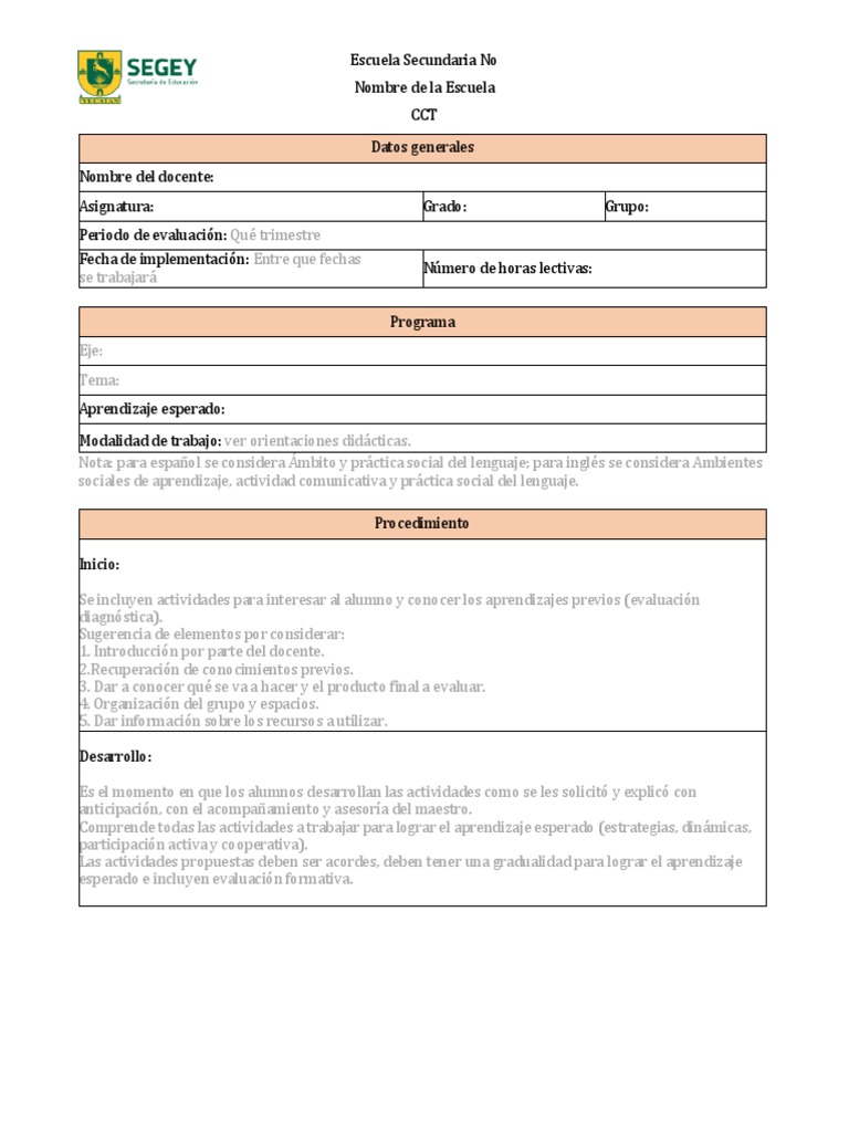 Formato de Planeación para Clase CTE | PDF | Evaluación | Educación Secundaria
