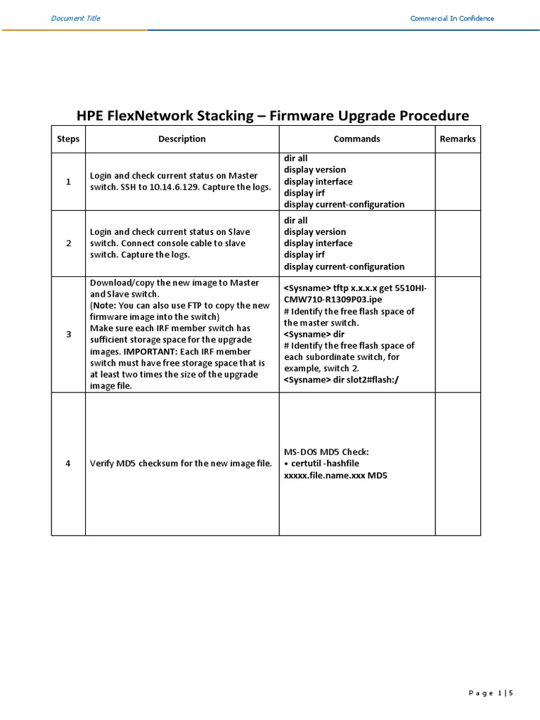 HPE FlexNetwork Stacking Firmware Upgrade v1.0 | PDF | Booting | File Transfer Protocol