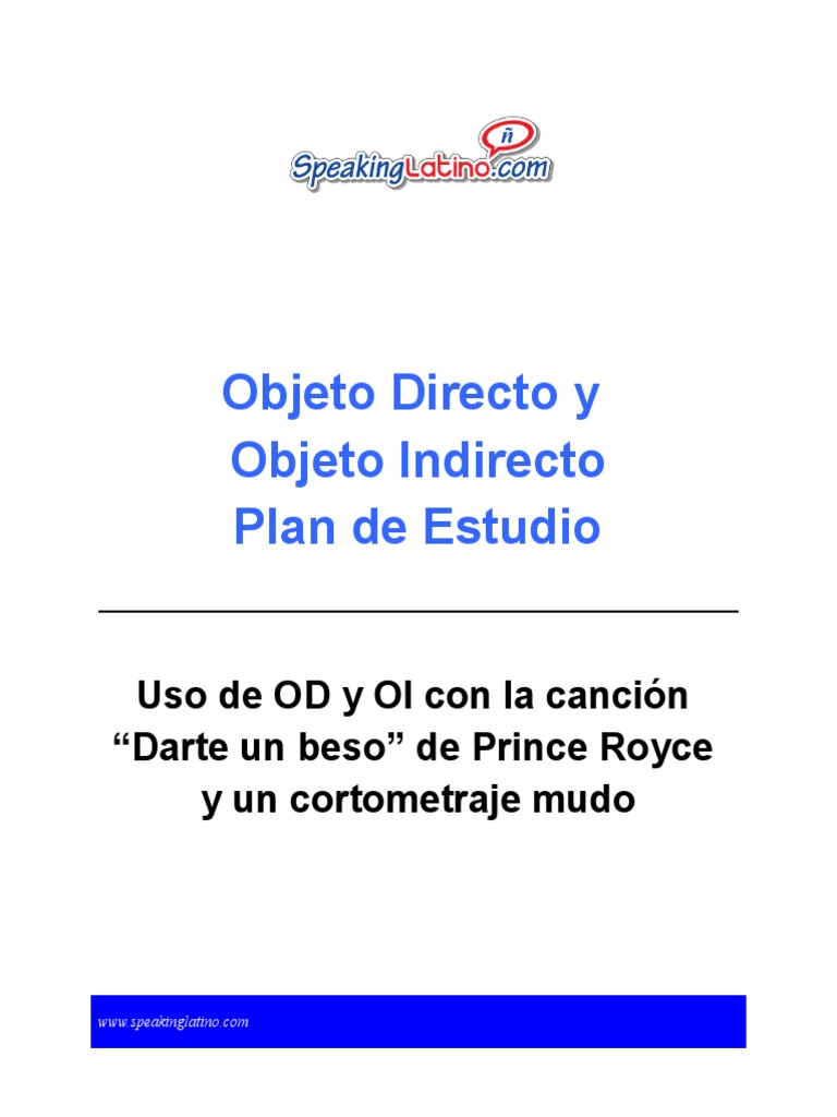 Objeto Directo Objeto Indirecto Espanol v1 | PDF | Objeto (gramática) | Sintaxis