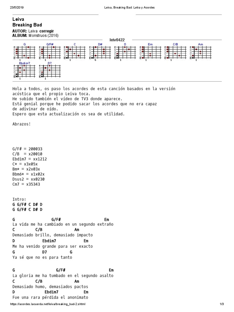 Leiva, Breaking Bad - Letra y Acordes | PDF | Ocio
