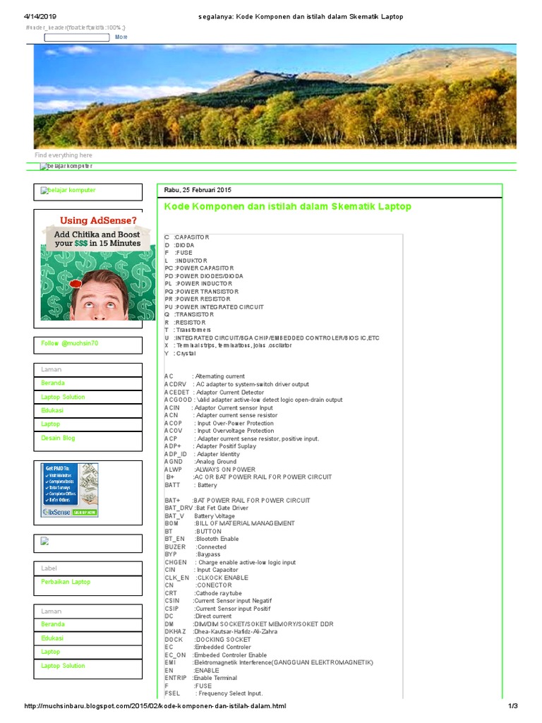 COMPONENT CODES AND TERMS | PDF | Sirkuit Elektronik | Transistor Efek Medan