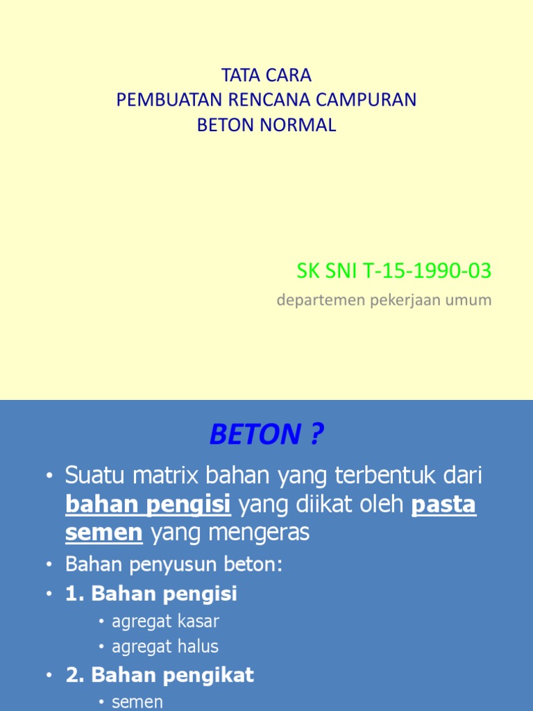Sni Mix Design Beton Normal | PDF
