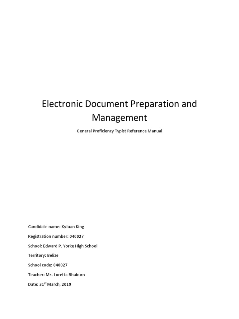 CXC CSEC Electronic Document Preparation Management SBA SAMPLE ...