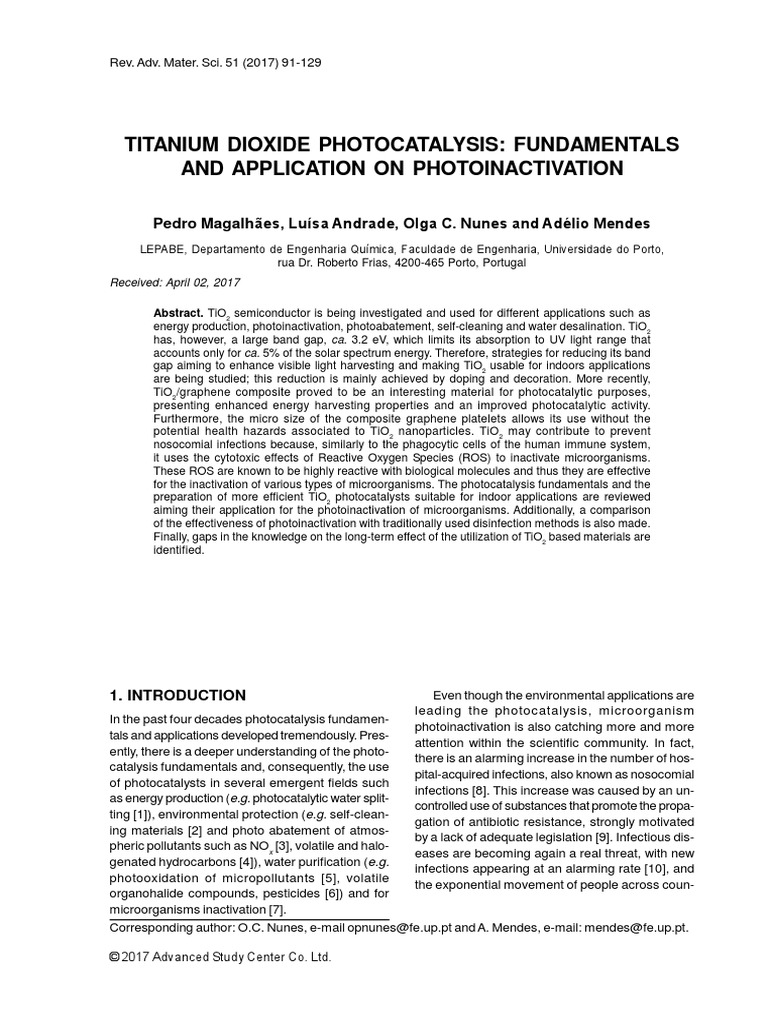 Titanium Dioxide Photocatalysis: Fundamentals and Application On ...