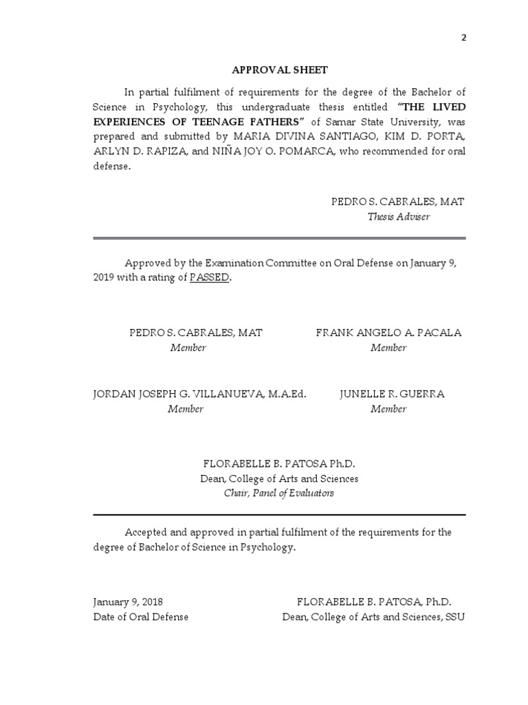 Approval Sheet: Thesis Adviser | PDF