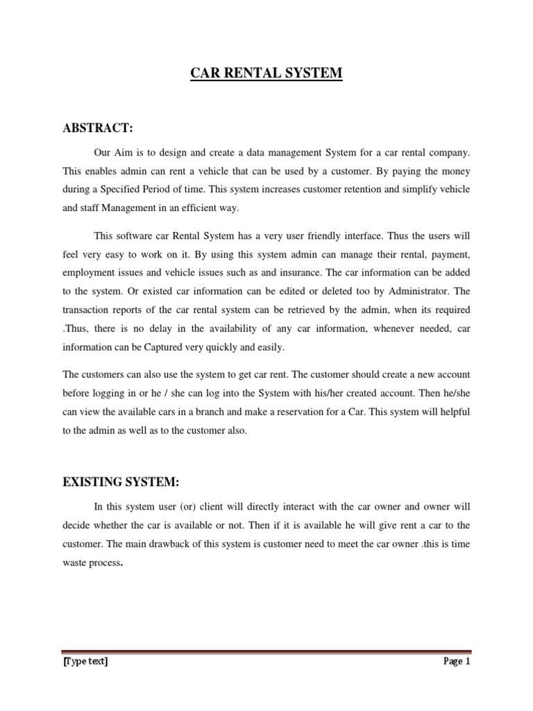 An Efficient Online Car Rental Management System | PDF | Car Rental ...
