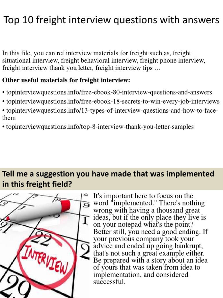 Top 10 Freight Interview Questions With Answers | PDF | Interview | Job ...