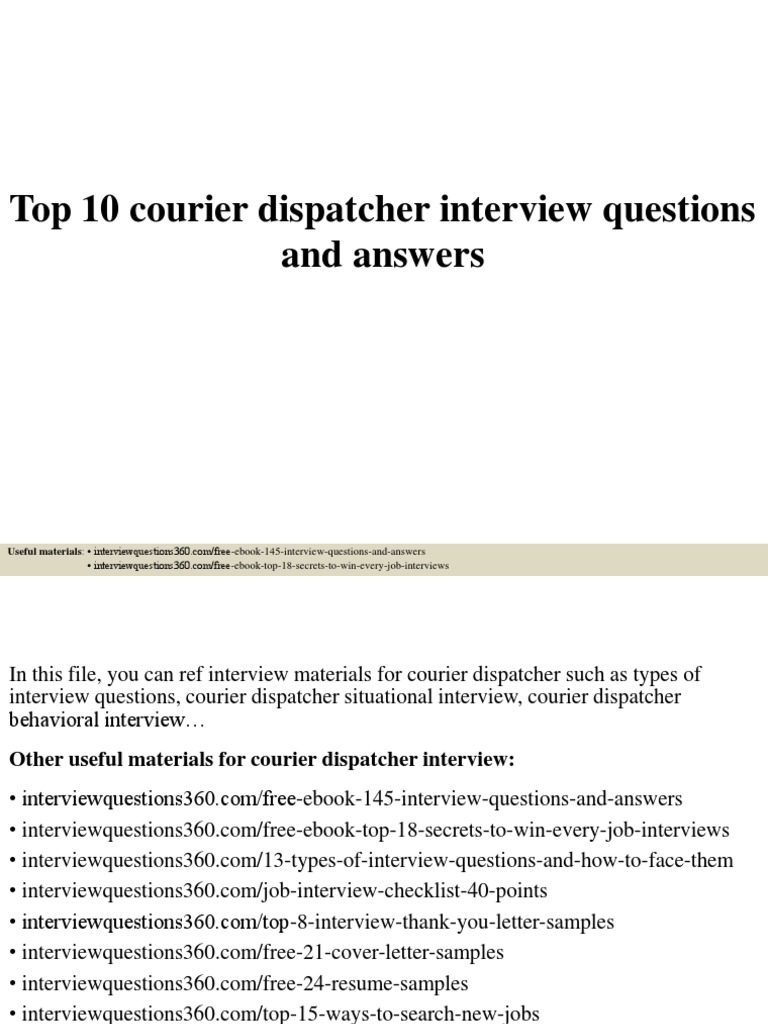 Top 10 Courier Dispatcher Interview Questions And Answers Pdf