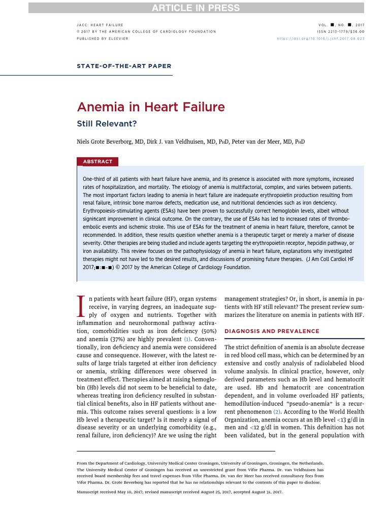 Anemia in Heart Failure | PDF | Anemia | Heart Failure