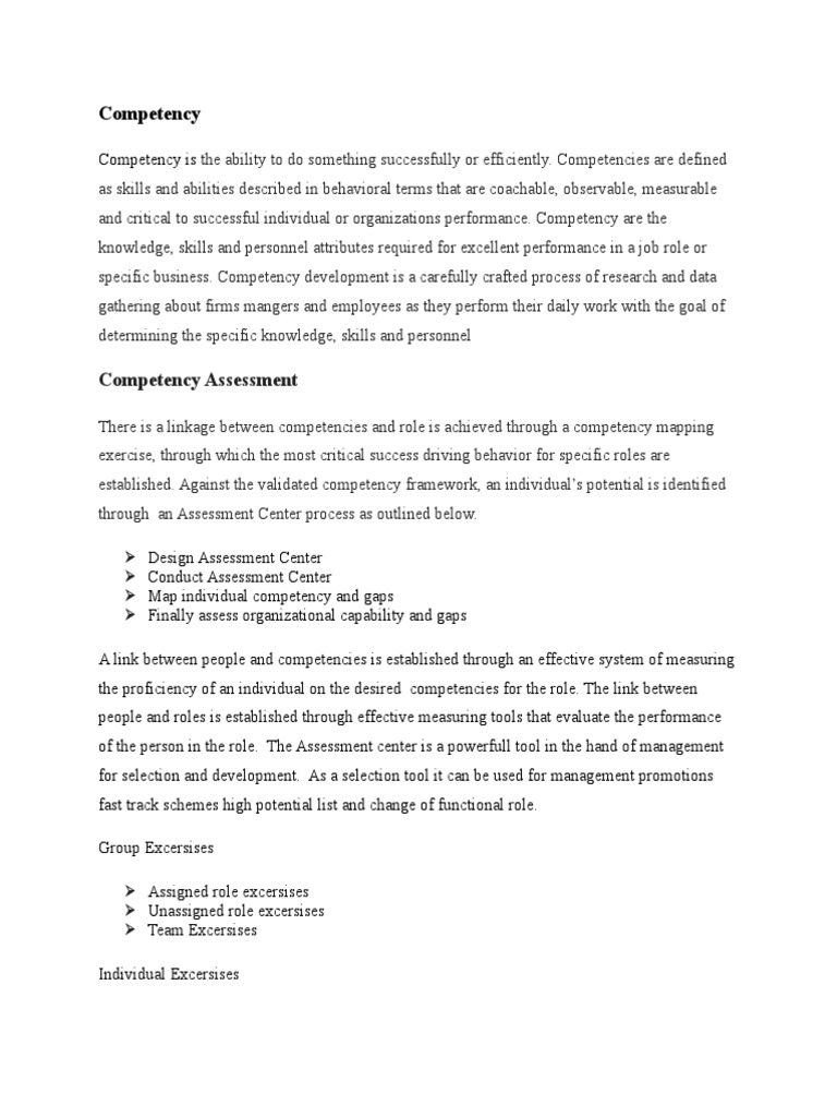 Competency Assessment | PDF | Competence (Human Resources) | Business