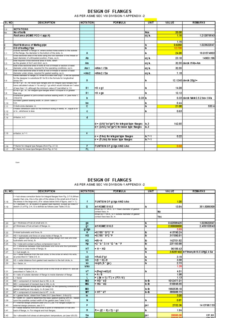Design of Flanges - 12 600# Calculations | PDF | Screw | Pipe (Fluid ...