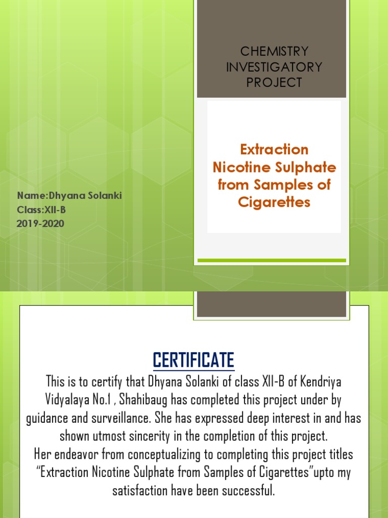 Nicotine Extraction | PDF | Nicotine | Tobacco