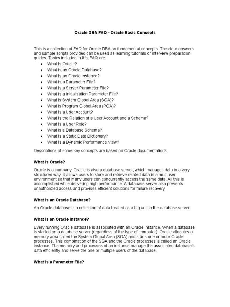 Oracle DBA Faq | Download Free PDF | Oracle Database | Database Index