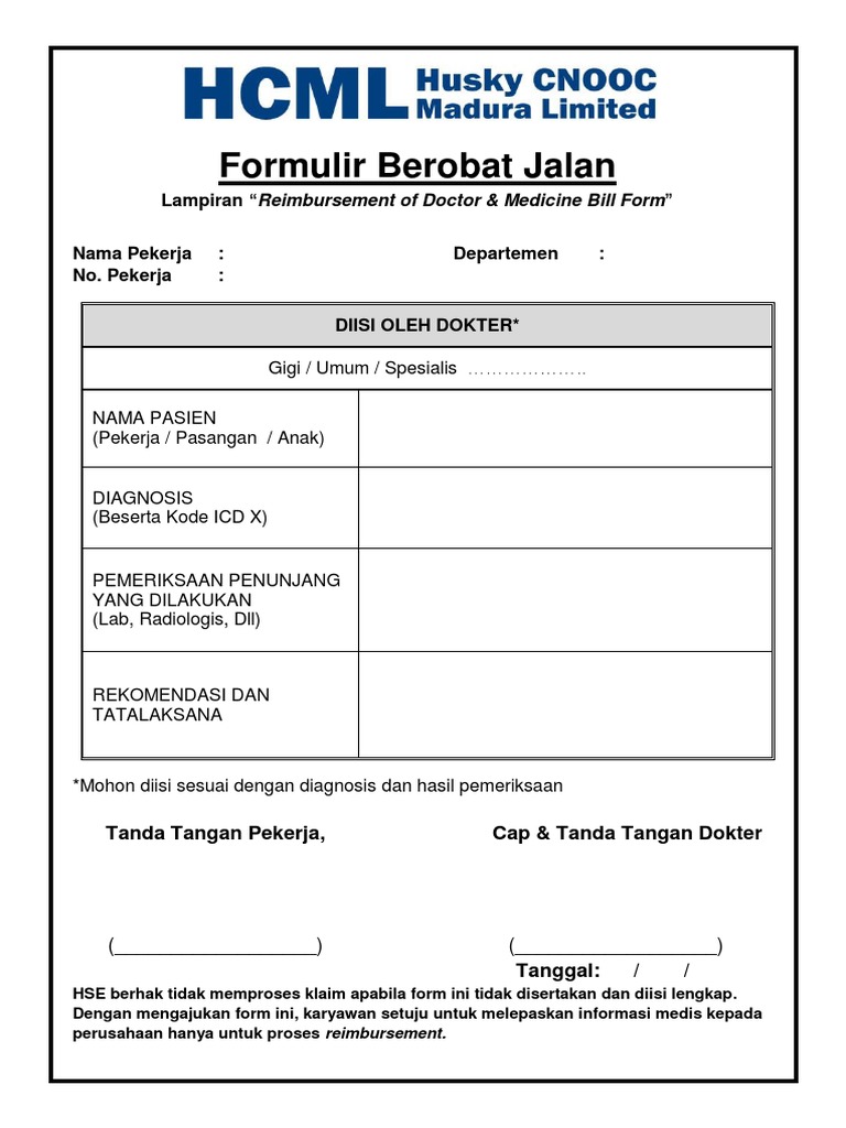 Medical Form - Bhs Indonesia | PDF | Bisnis | Pengelolaan Keuangan & Uang