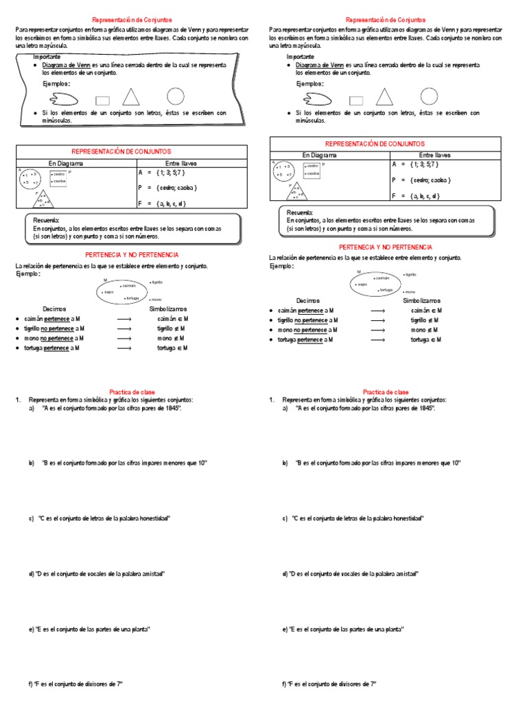 Representación de Conjuntos | PDF | Conjunto (Matemáticas) | Subconjunto