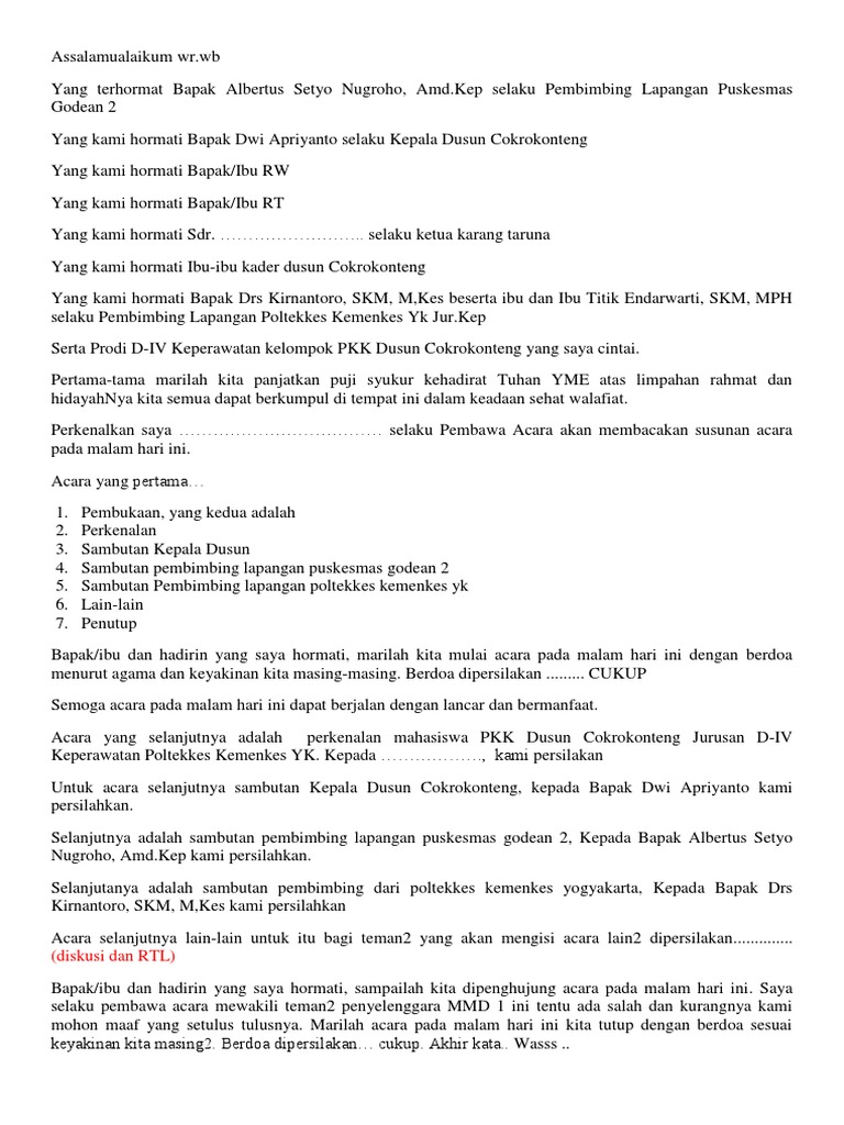 Susunan Acara MMD 1 | PDF