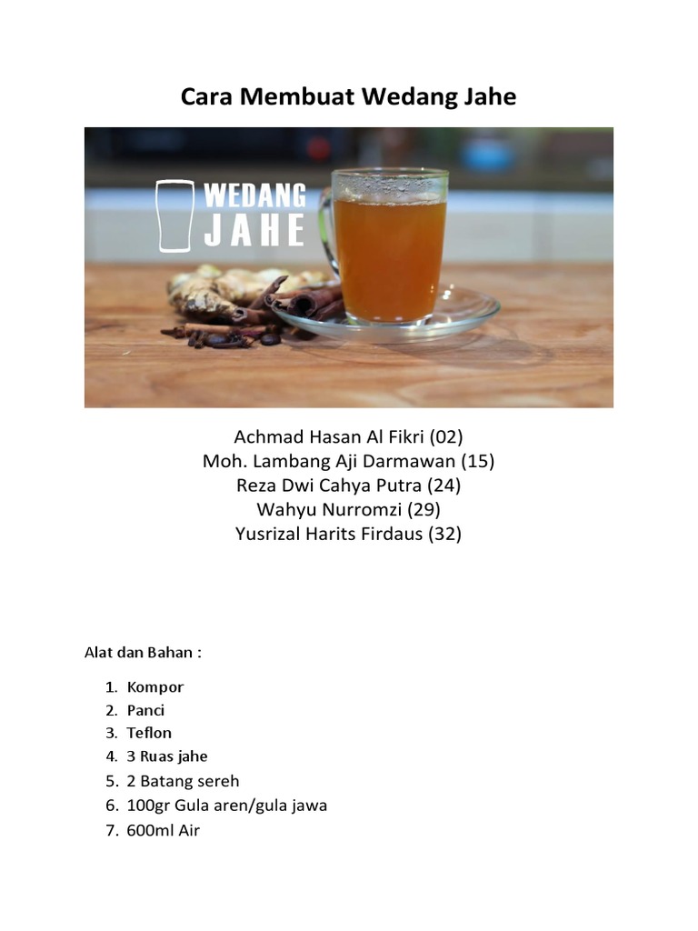 Cara Membuat Wedang Jahe Pdf