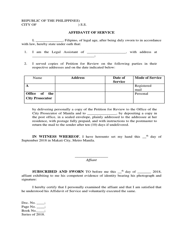 Affidavit of Service: Affiant | PDF
