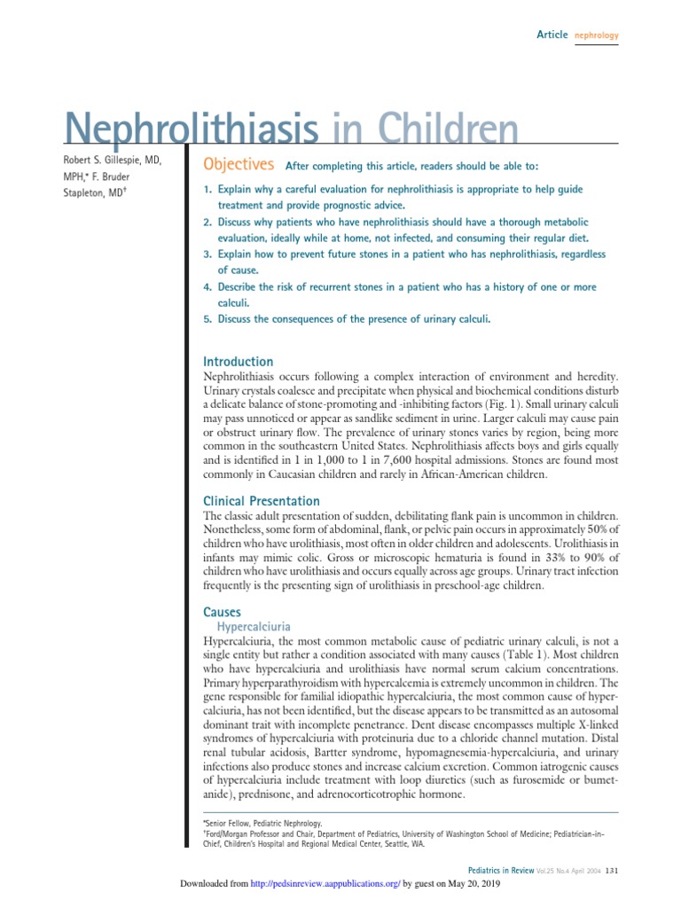Nephrolithiasis in Children | PDF | Medical Specialties | Medicine