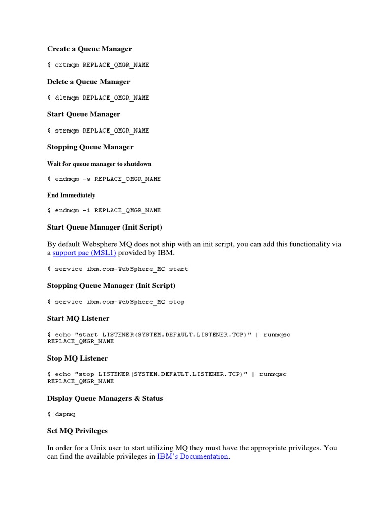 Websphere MQ Commands | PDF | Operating System Technology | Software Engineering