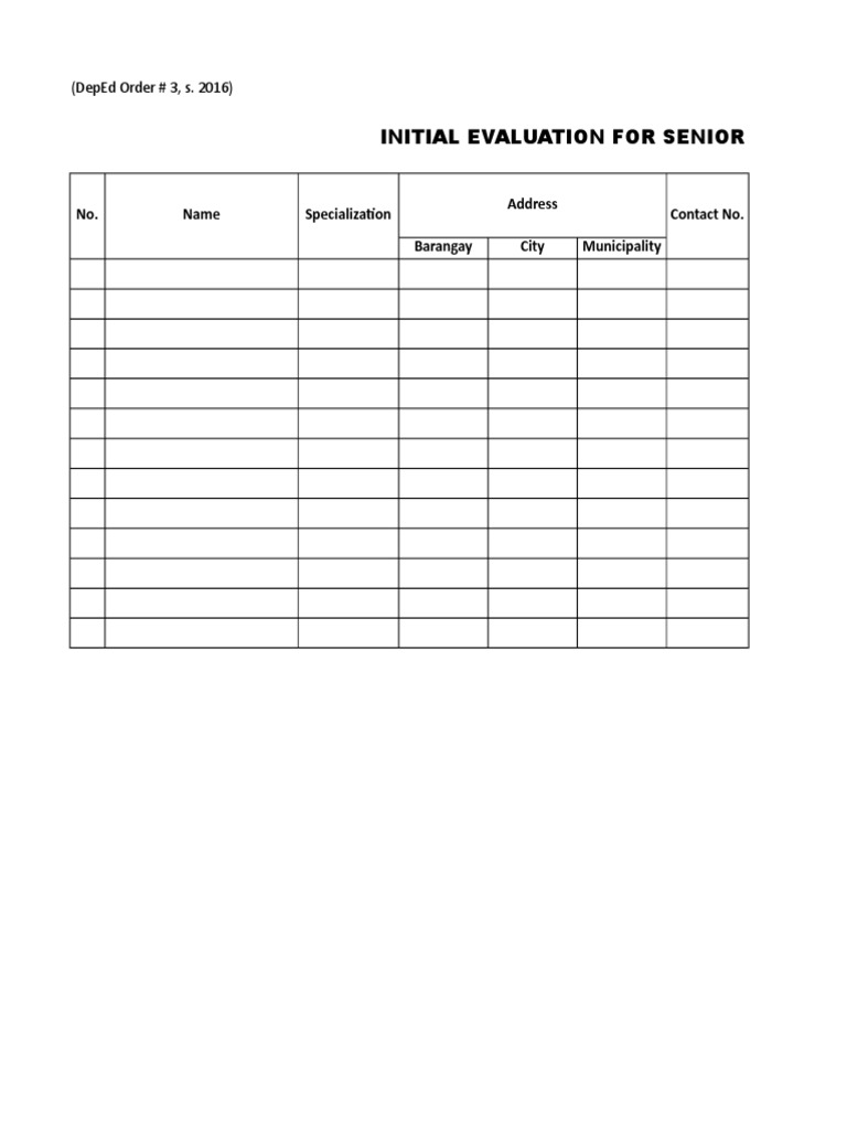Initial Evaluation For Senior High School Teacher-1 Applicants | PDF