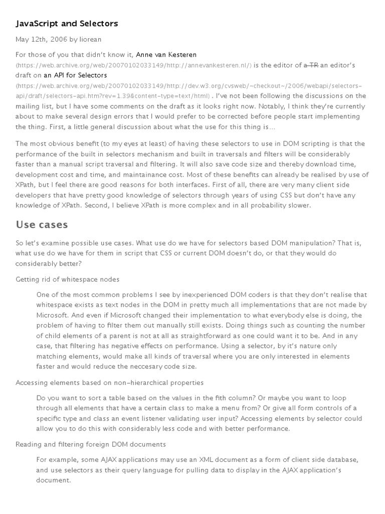 JavaScript and Selectors | PDF | X Path | Document Object Model