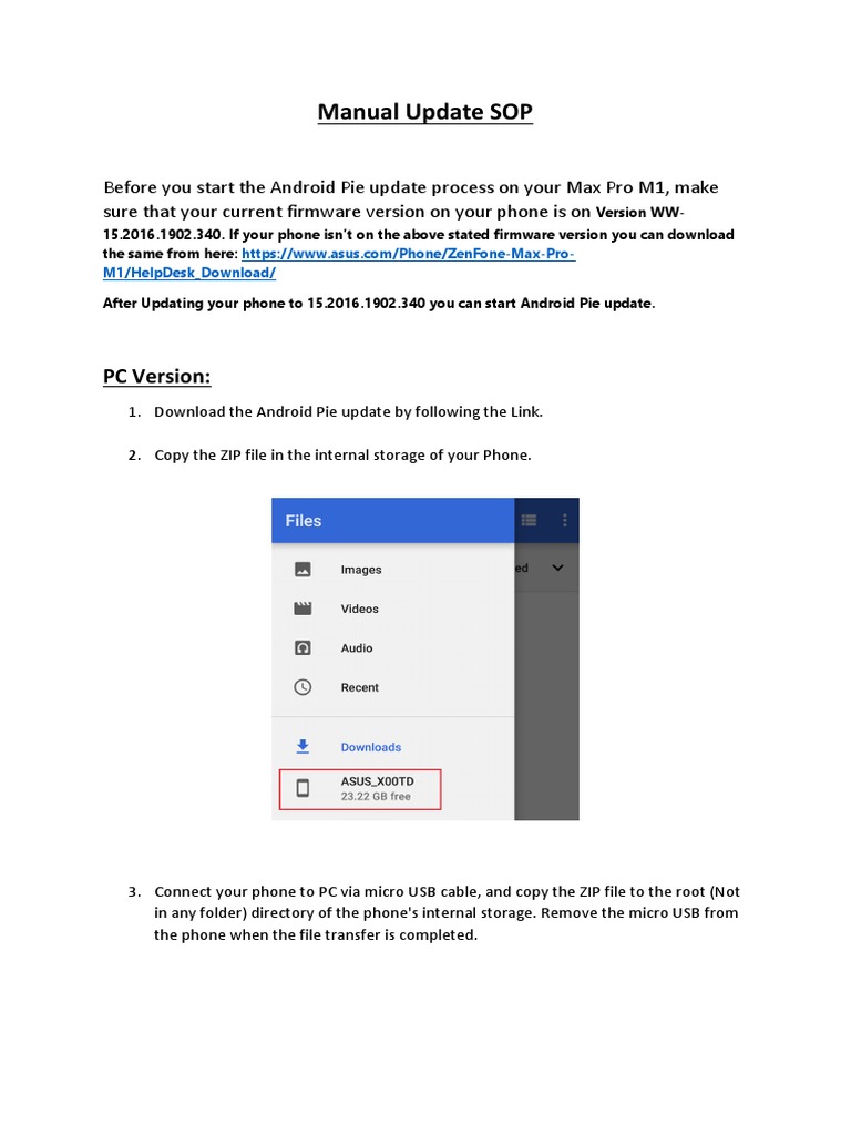 Manual Update SOP: PC Version | PDF