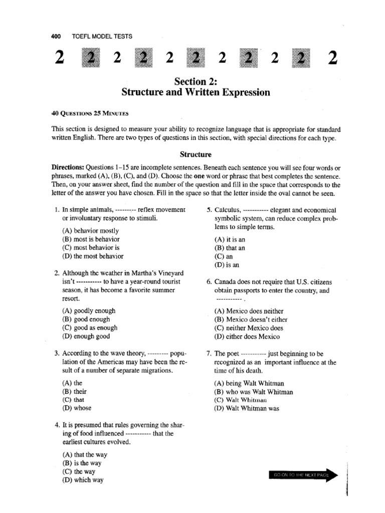 TOEFL Structure | PDF