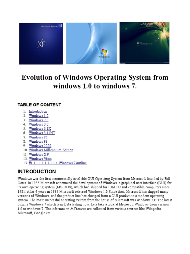Evolution of Windows Operating System From Windows 1.0 To Windows 7 ...