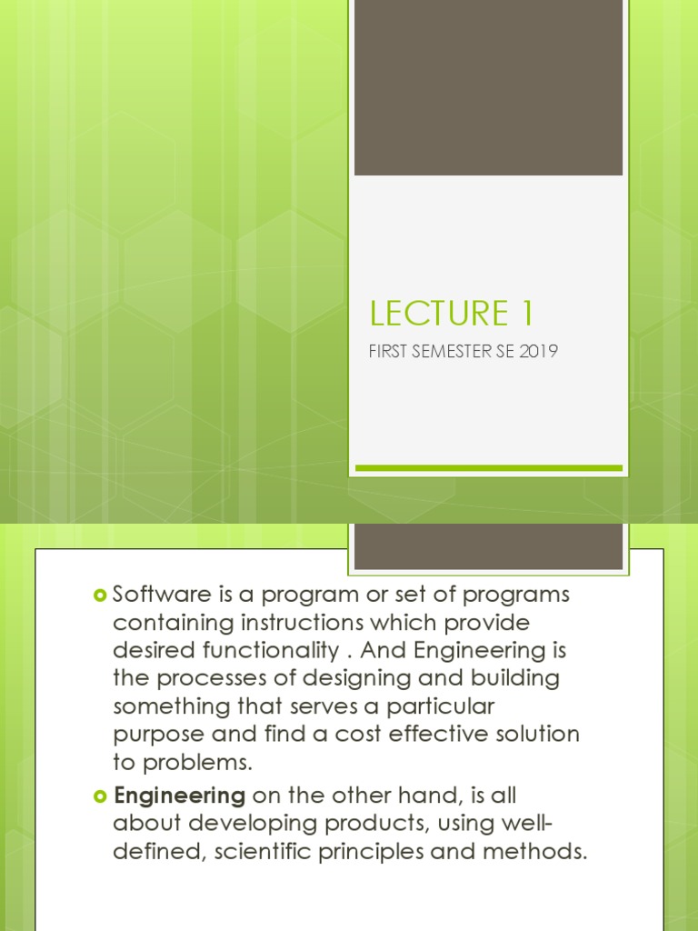LECTURE 1: INTRODUCTION TO SOFTWARE ENGINEERING | PDF | Software ...