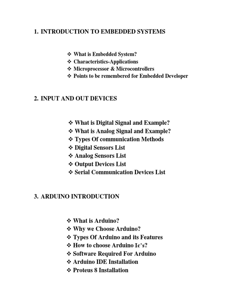 Arduino Course Syllabus | PDF | Arduino | Embedded System
