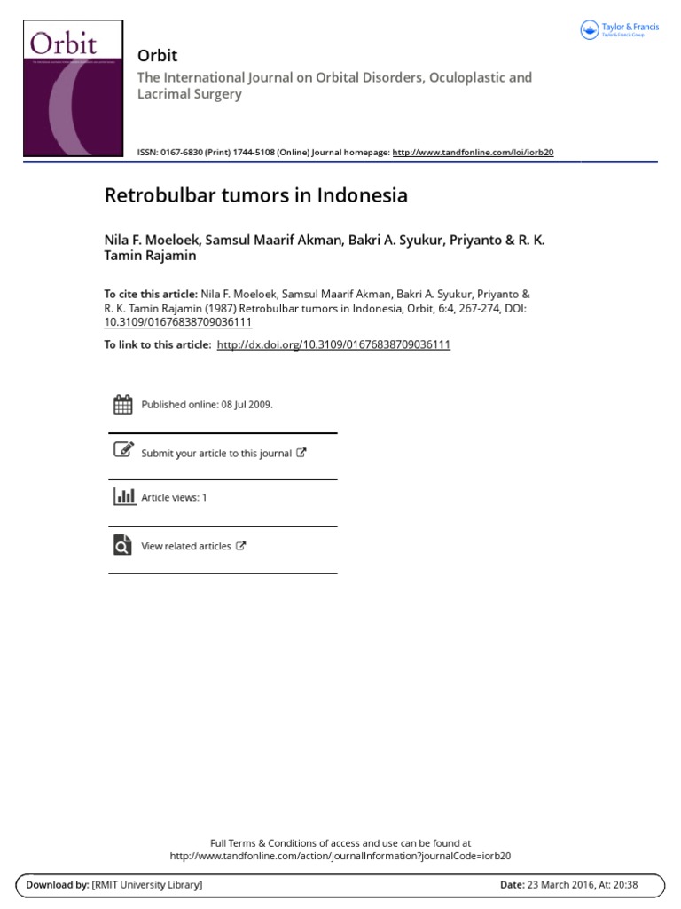 Retrobulbar Tumors in Indonesia: Orbit | PDF | Carcinoma | Neoplasms