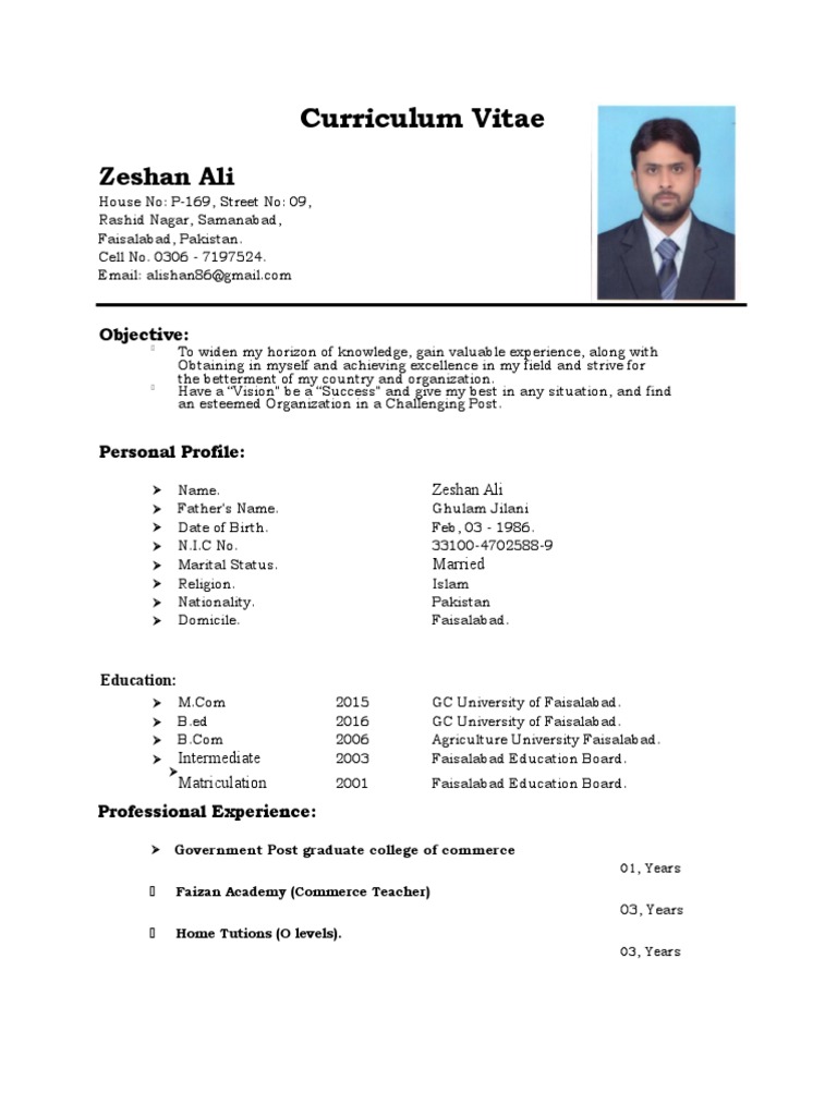Zeeshan CV | PDF | Behavior Modification | Change