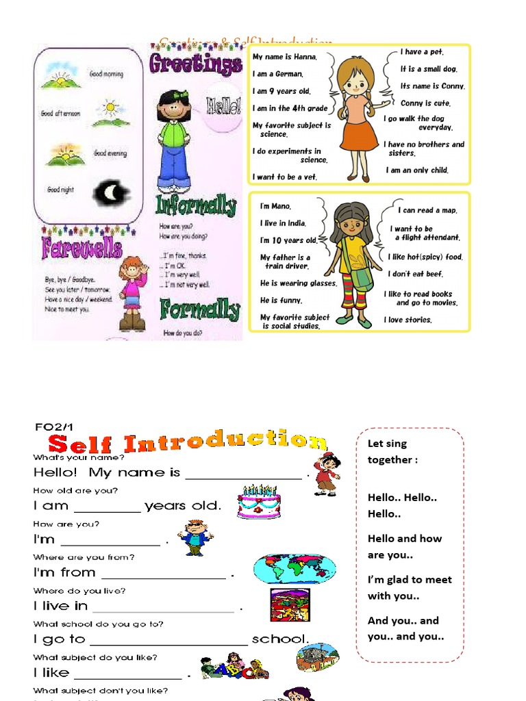 Greetings & Self Introduction: Let Sing Together | PDF | Language Arts ...