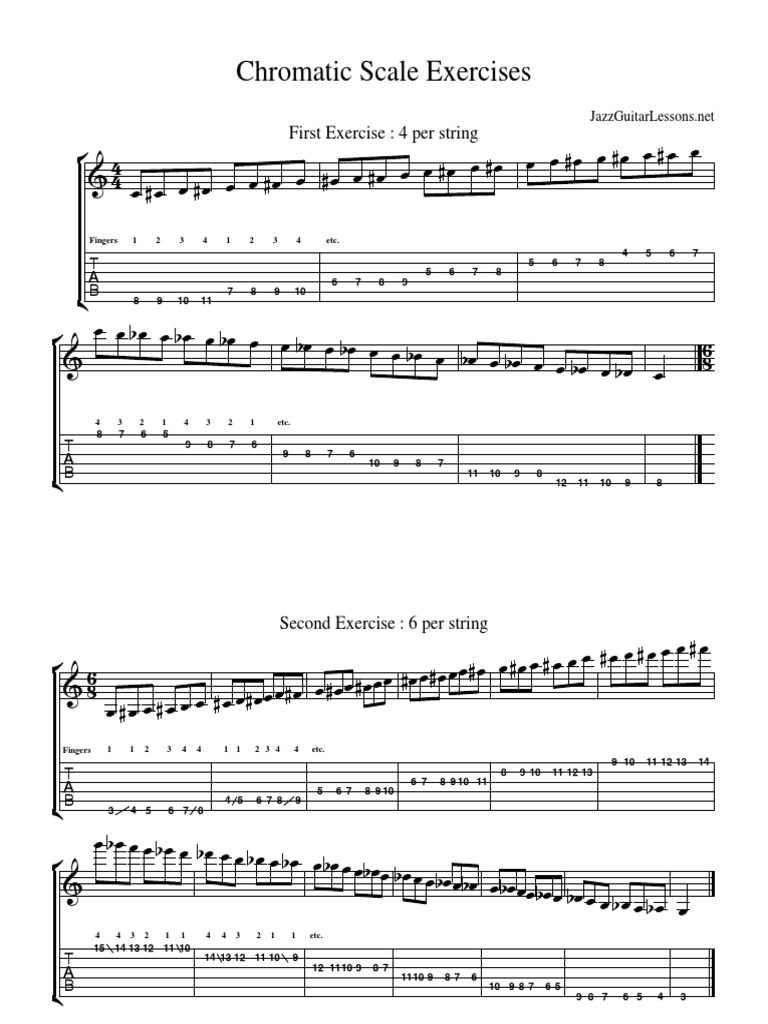 Chromatic Scale Exercises: First Exercise: 4 Per String | PDF | Irish Musical Instruments ...